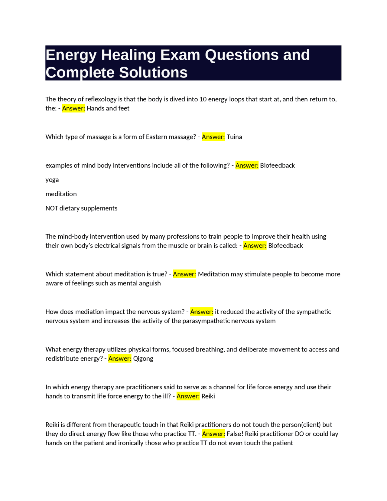 Energy Healing Exam Questions & Solutions: A Comprehensive Guide ...