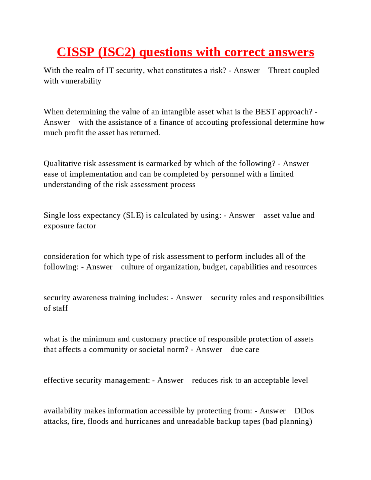 CISSP (ISC2) Questions and Answers: A Study Guide for Cybersecurity ...