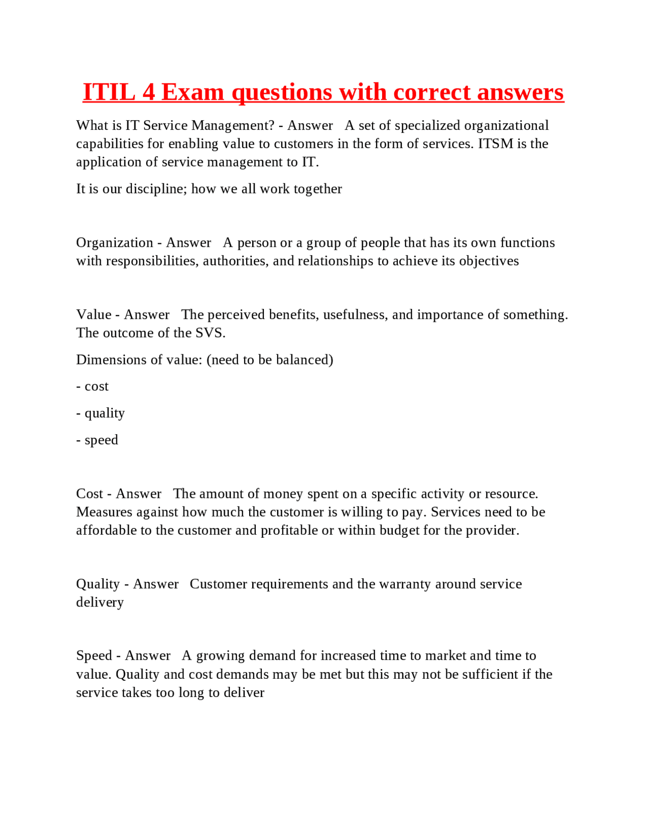 ITIL 4 Exam Questions and Answers: Understanding IT Service Management ...