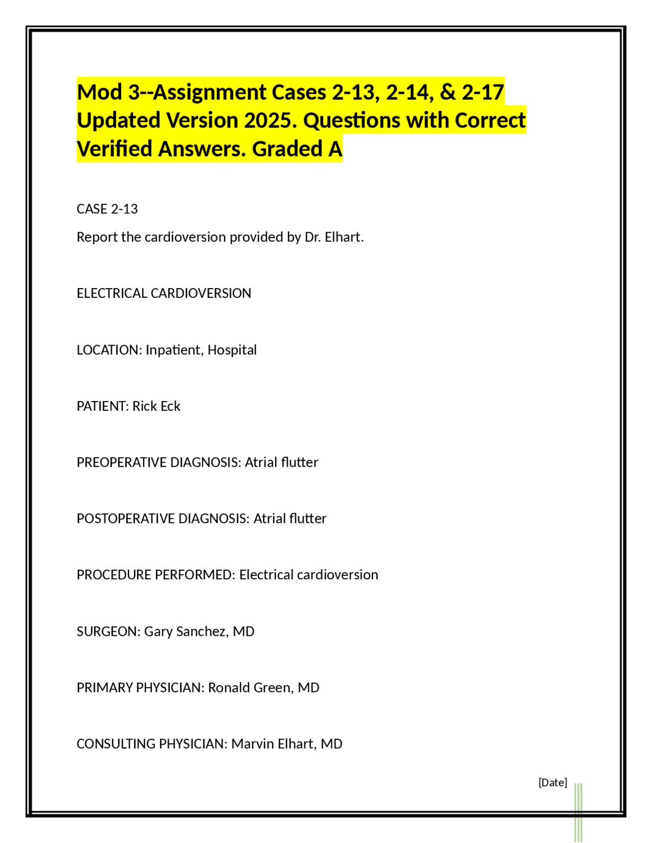 Mod 3--Assignment Cases 2-13, 2-14, & 2-17 Updated Version 2025 ...