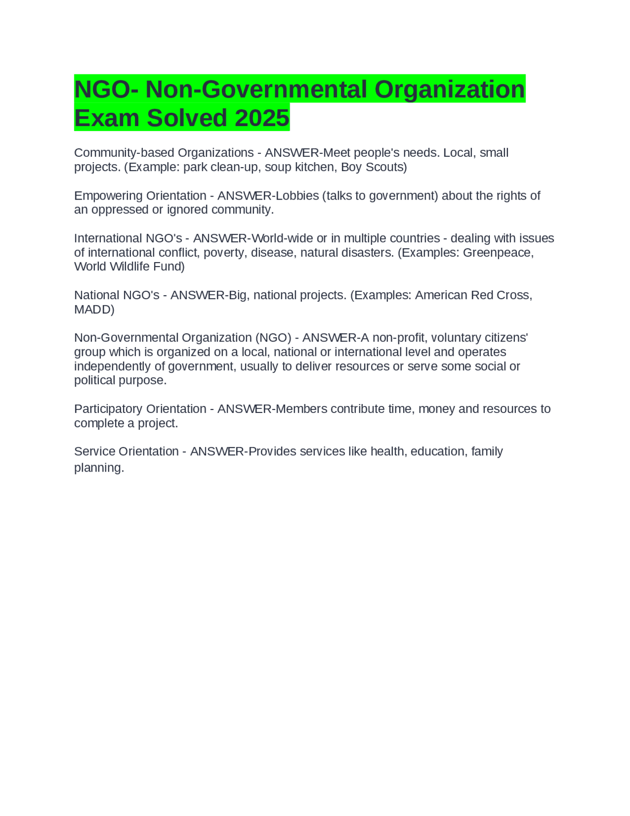 NGOs: Types, Orientations, and Examples | Exams Advanced Education ...