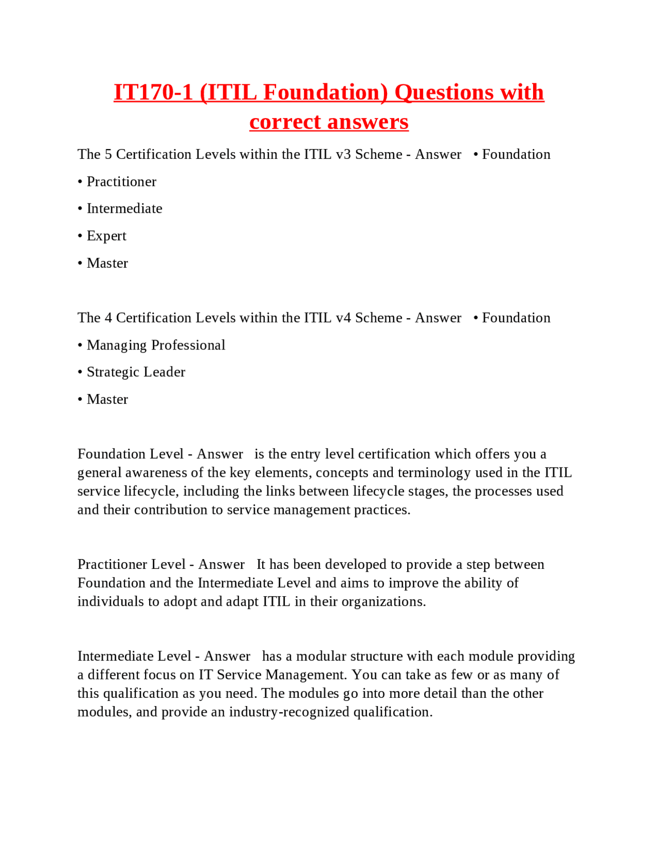 ITIL Foundation Questions and Answers: A Comprehensive Guide to IT ...