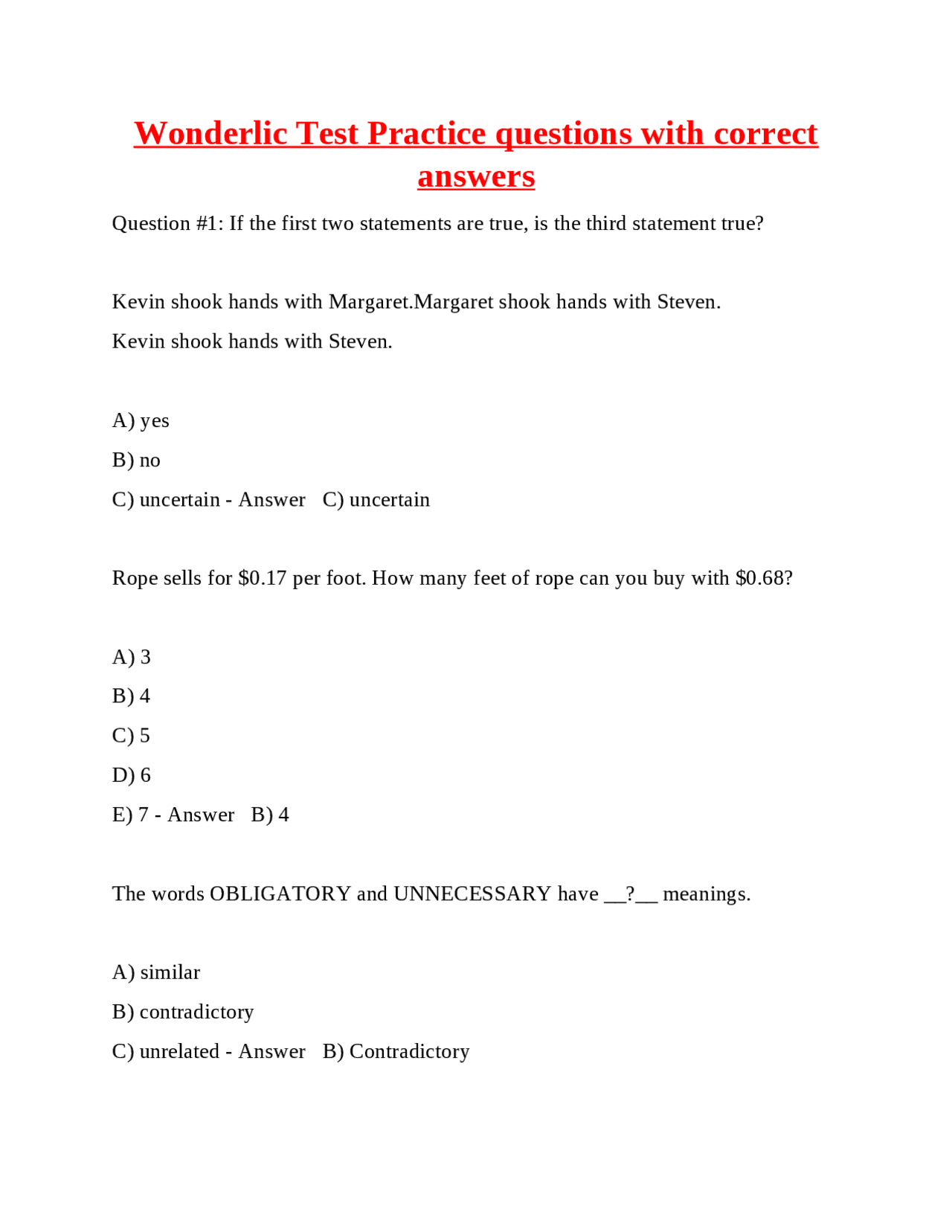 Wonderlic Test Practice Questions with Answers | Exams Advanced ...