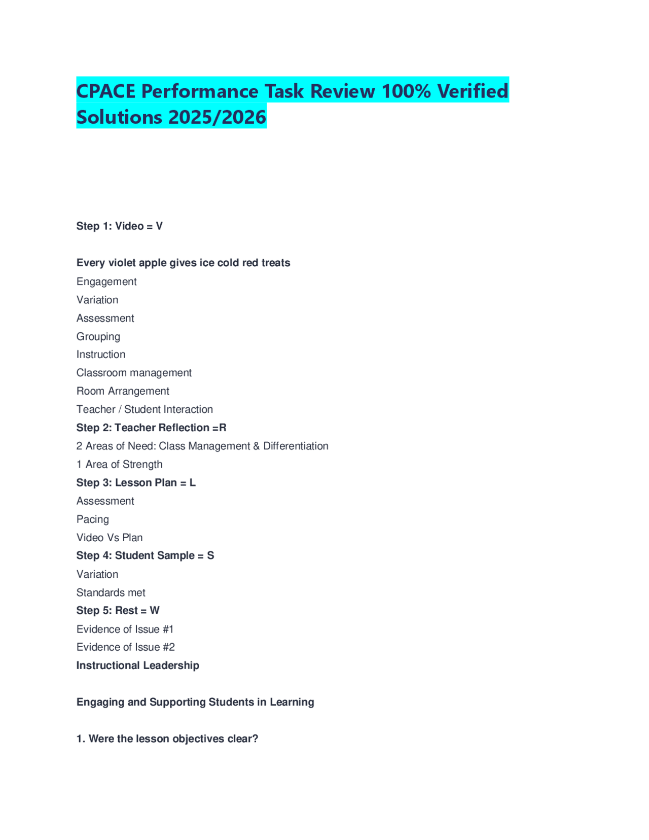 CPACE Performance Task Review: A Guide to Effective Teaching and ...