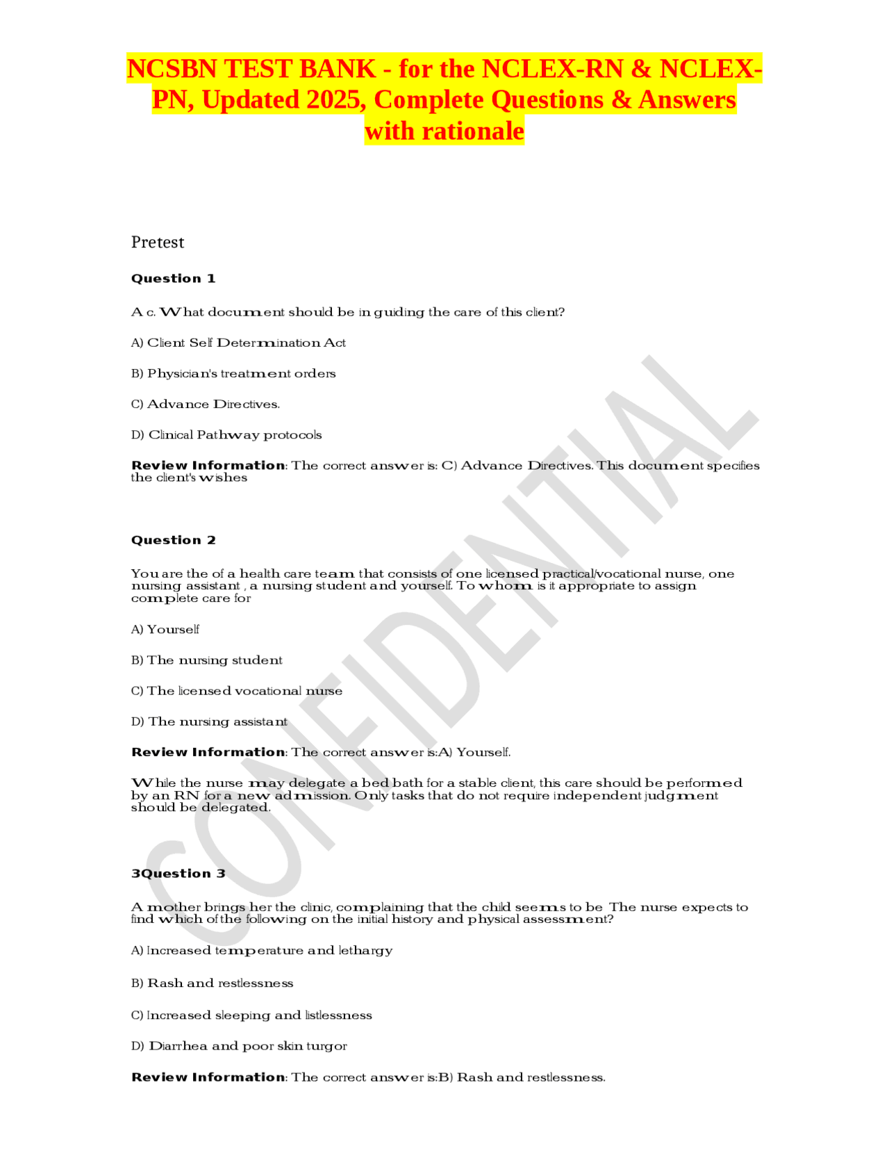 NCSBN TEST BANK - for the NCLEX-RN & NCLEX-PN, Updated 2025, Complete ...