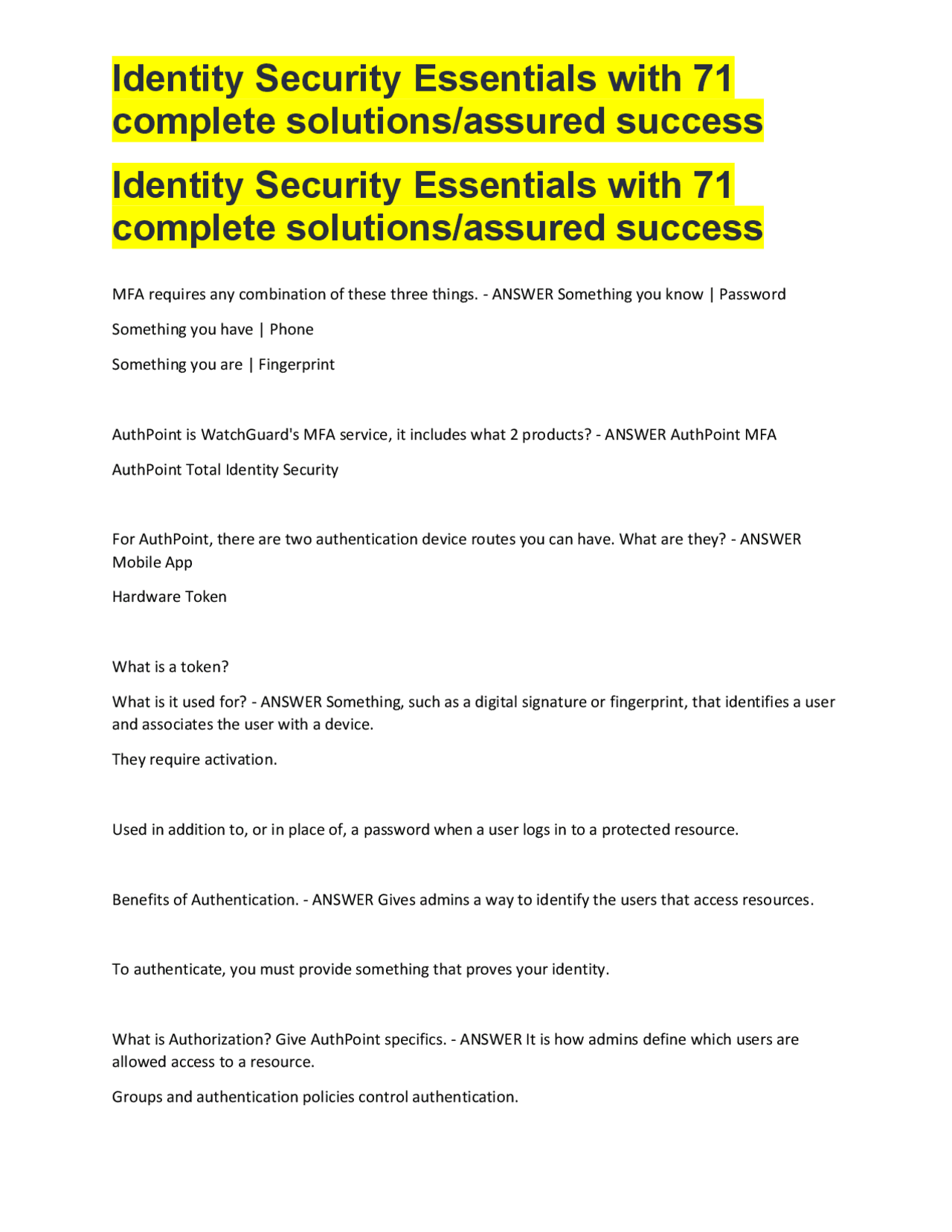 AuthPoint: Identity Security Essentials with 71 Complete Solutions ...