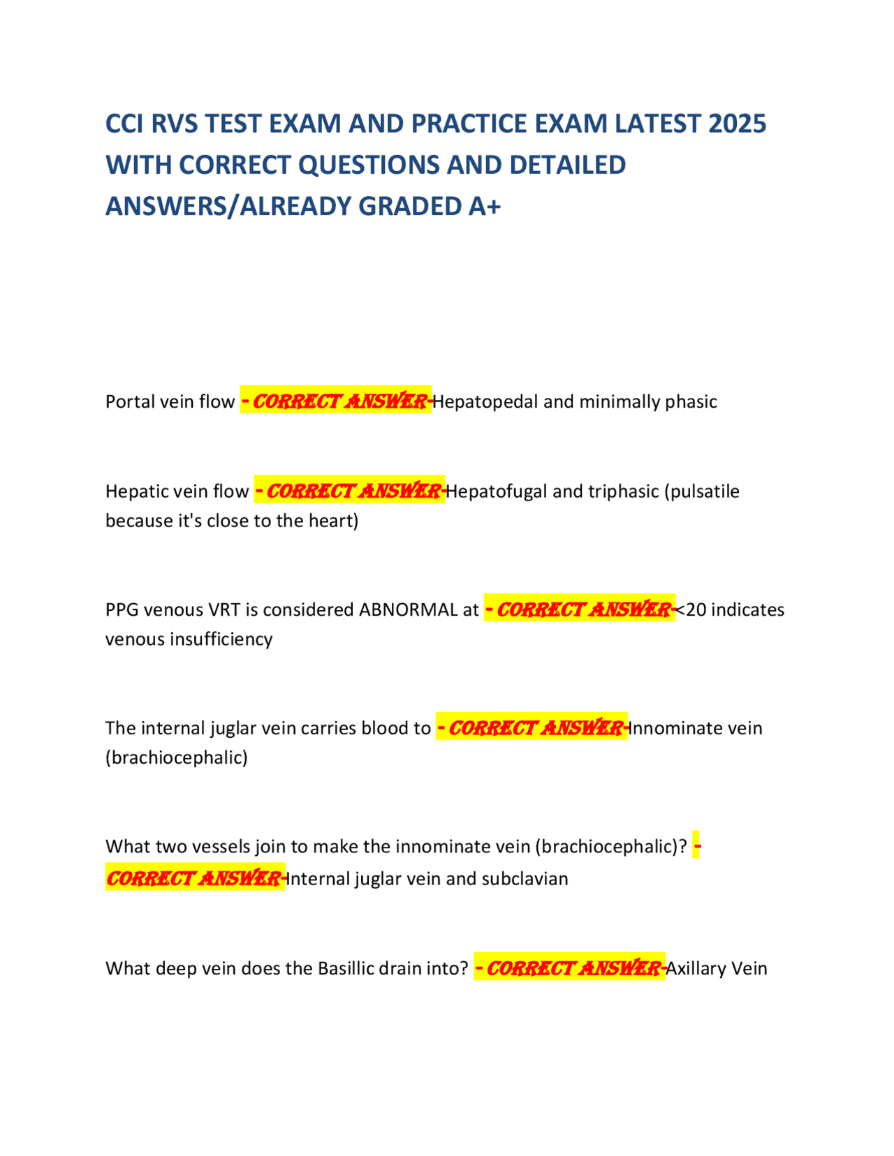 CCI RVS TEST EXAM AND PRACTICE EXAM LATEST 2025 WITH CORRECT QUESTIONS ...