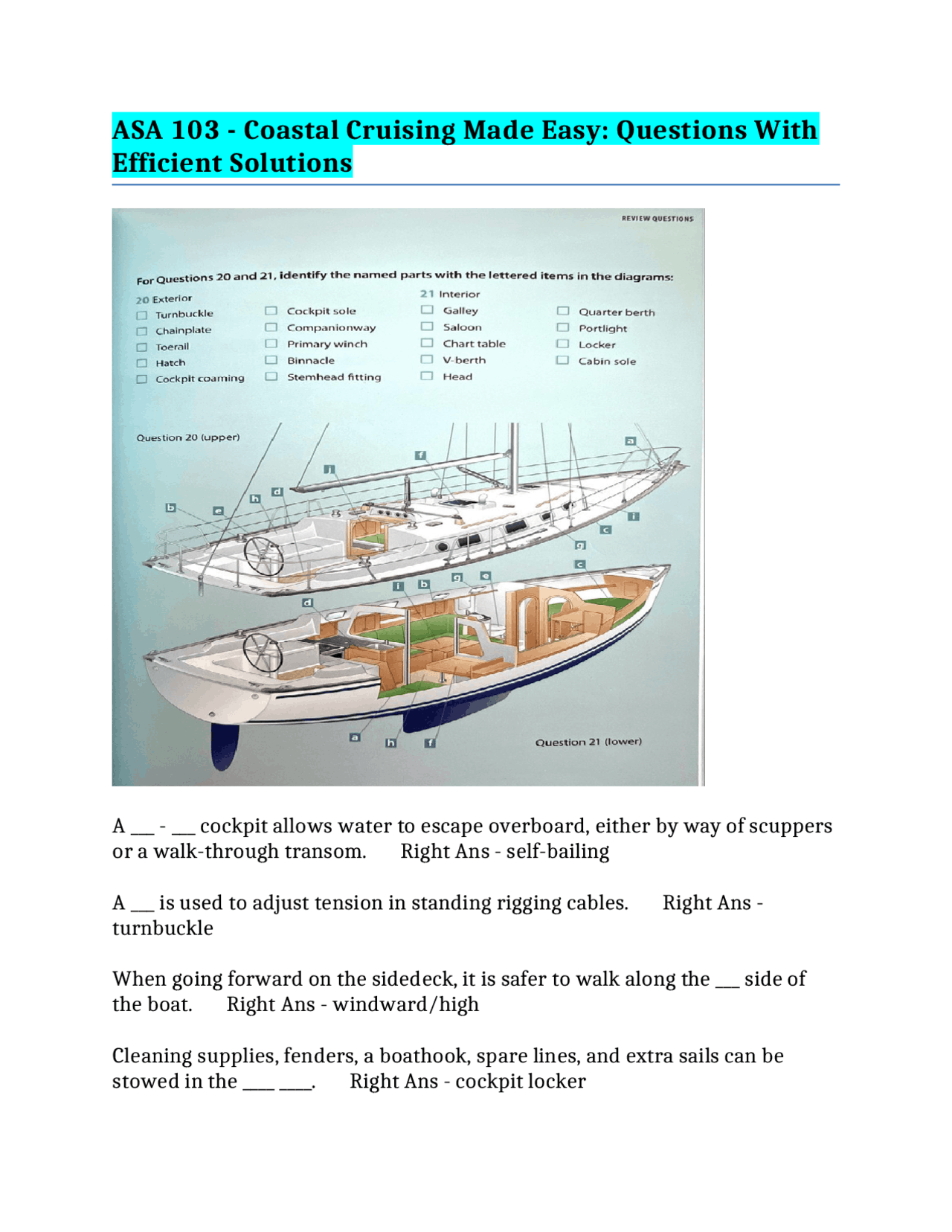 ASA 103 - Coastal Cruising Made Easy: Questions and Answers | Exams ...
