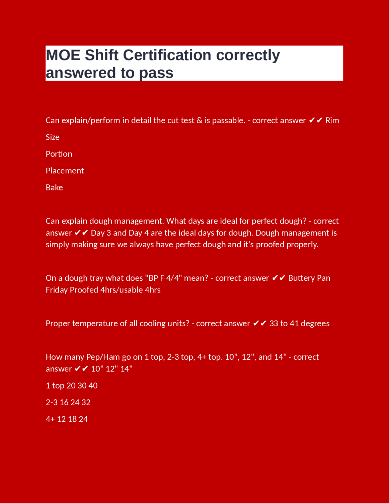 Domino's Shift Certification: A Comprehensive Guide to Passing the Test ...