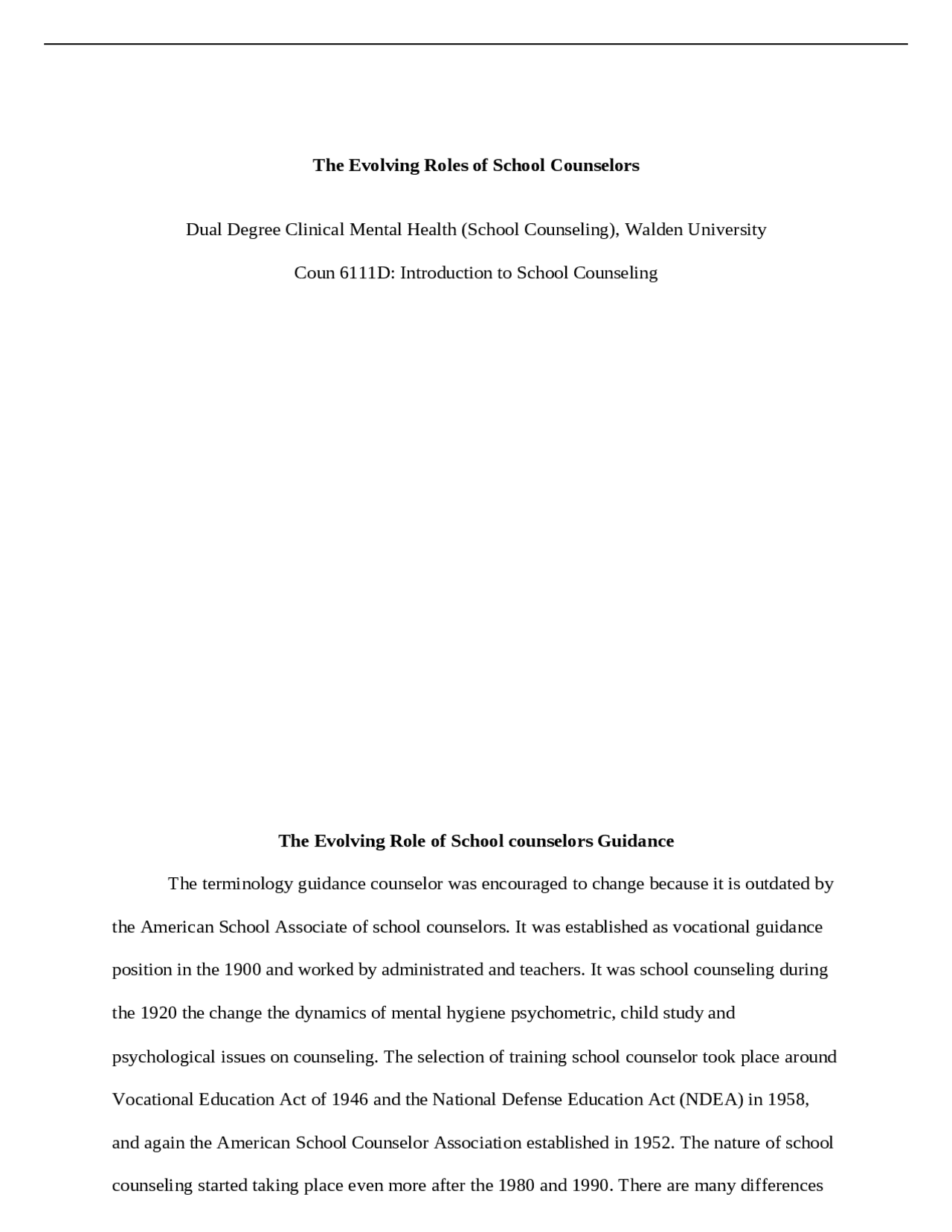 The Evolving Roles of School Counselors: From Guidance to Comprehensive ...