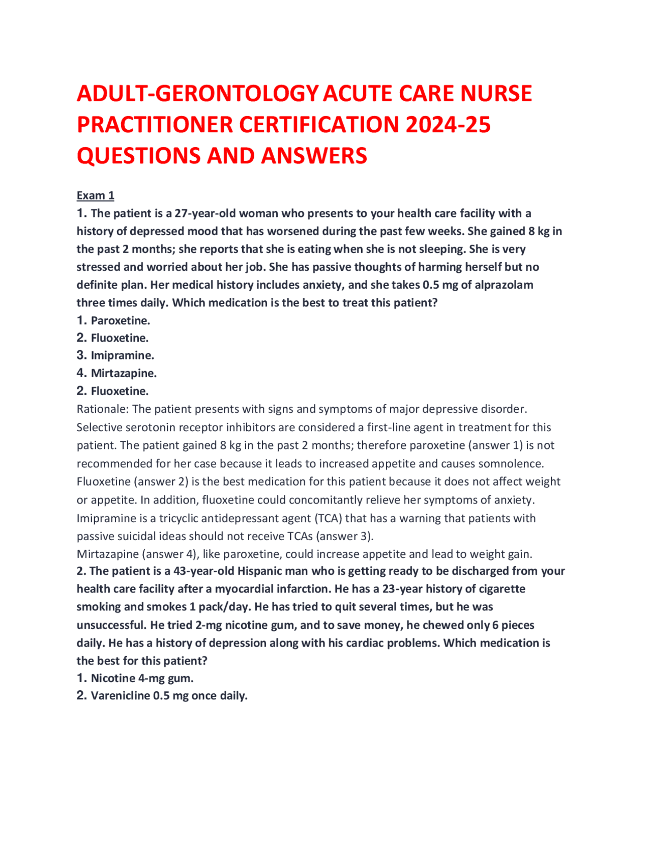 Adult-Gerontology Acute Care NP Certification Exam Questions | Exams ...