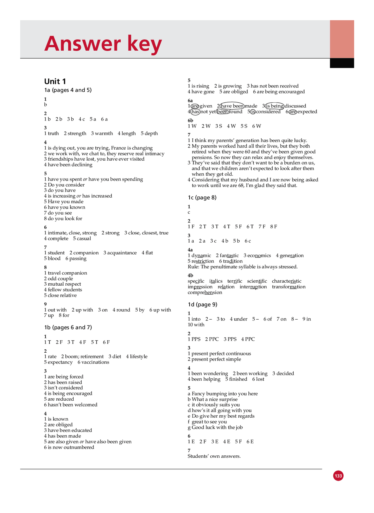 Work book answer key | Transcriptions English Language | Docsity