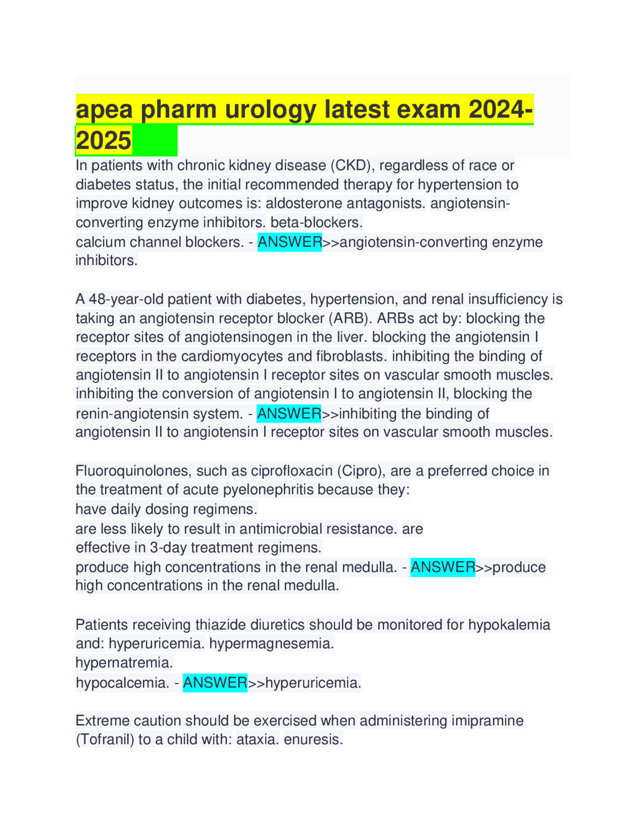 Urology Exam Questions and Answers: A Comprehensive Review for Medical ...