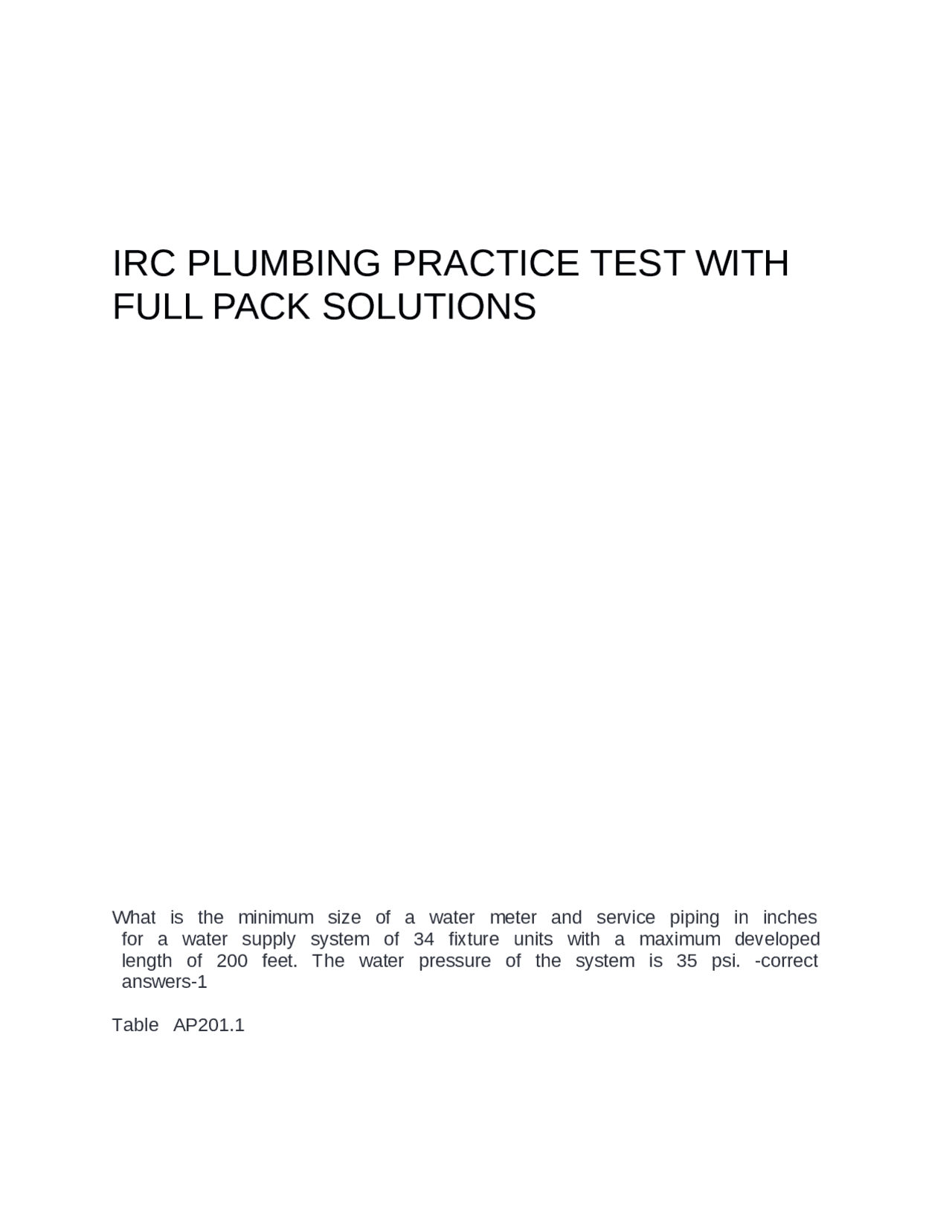 IRC Plumbing Practice Test.docx | Exams Nursing | Docsity