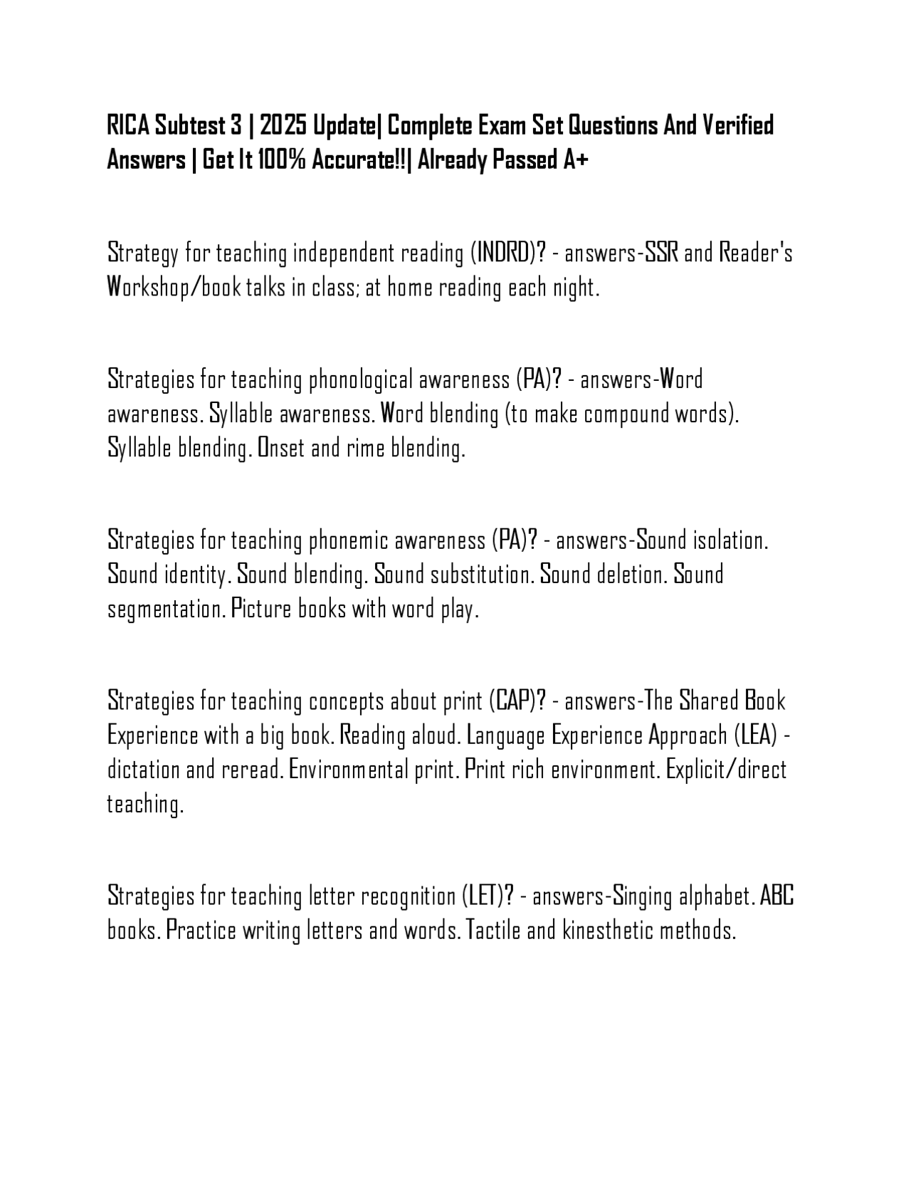 RICA Subtest 3 | 2025 Update| Complete Exam Set Questions And Verified ...
