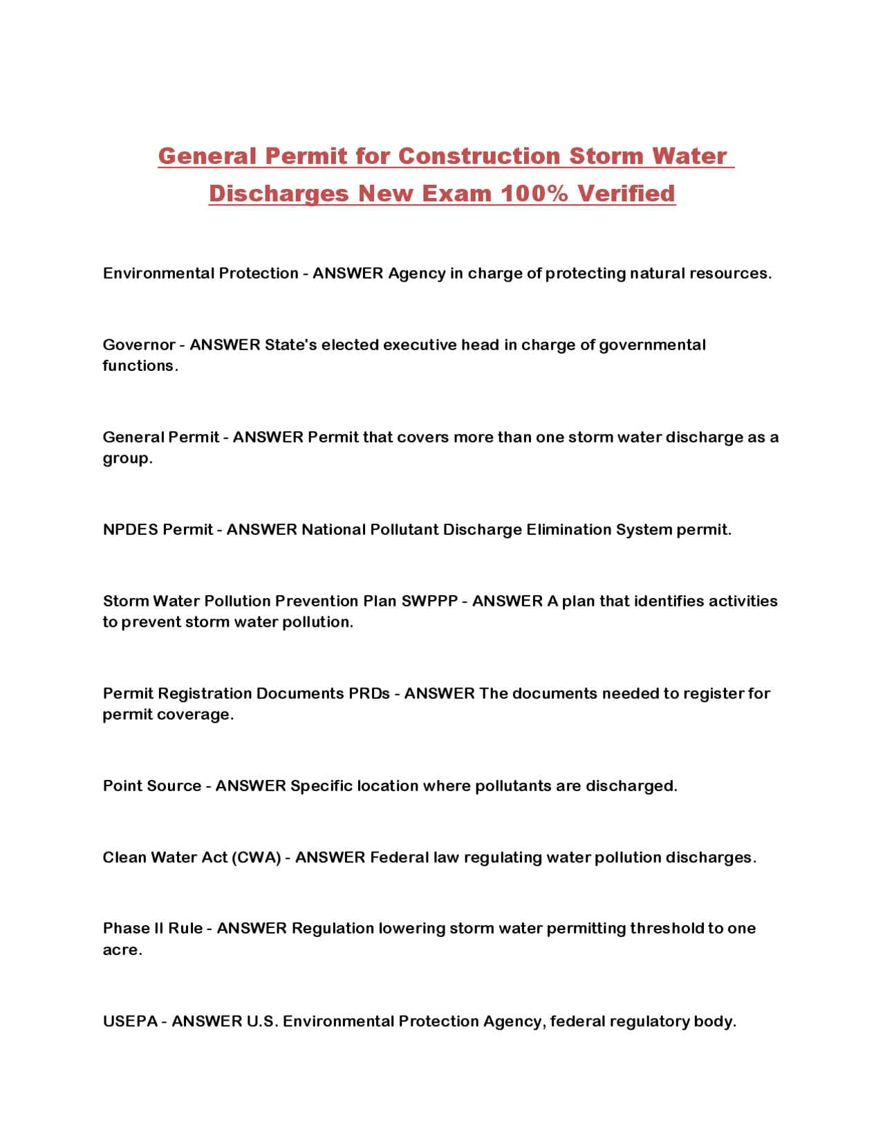 General Permit for Construction Storm Water Discharges: Definitions and ...