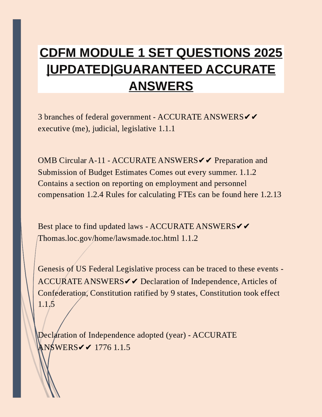 CDFM EXAM 1 STUDY SET 2025 |GUARANTEED ACCURATE ANSWERS | Exams Nursing ...