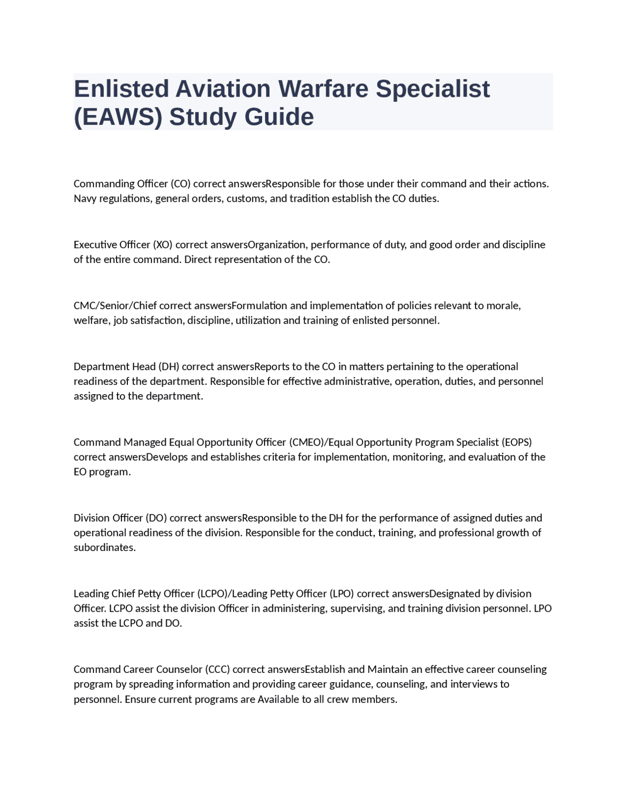 EAWS Study Guide: Roles, Responsibilities, and First Aid | Exams Ways ...