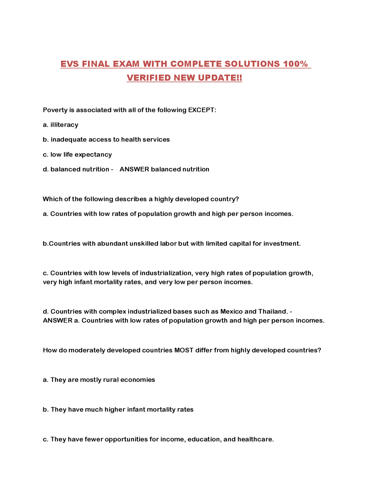Environmental Science Final Exam: Multiple Choice Questions and Answers ...
