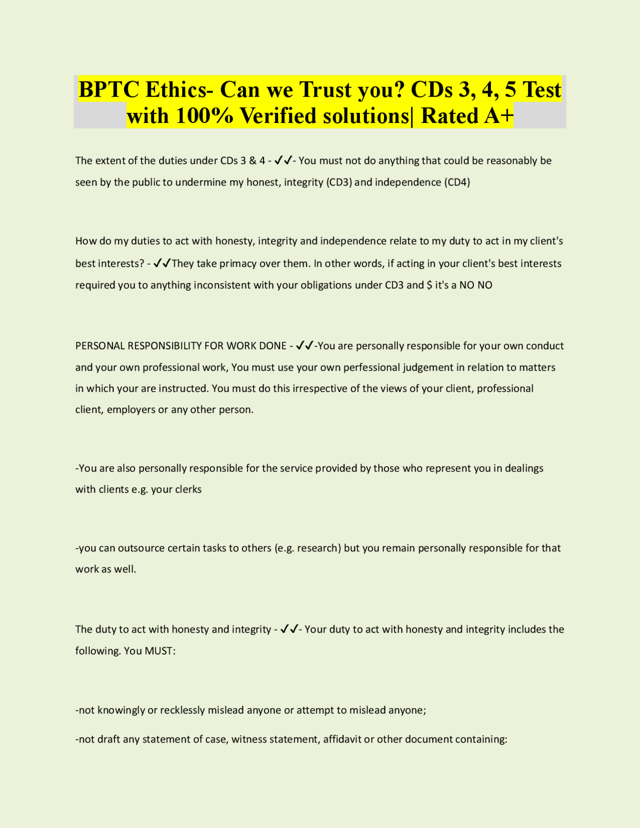 BPTC Ethics: Maintaining Honesty, Integrity, and Independence | Exams ...