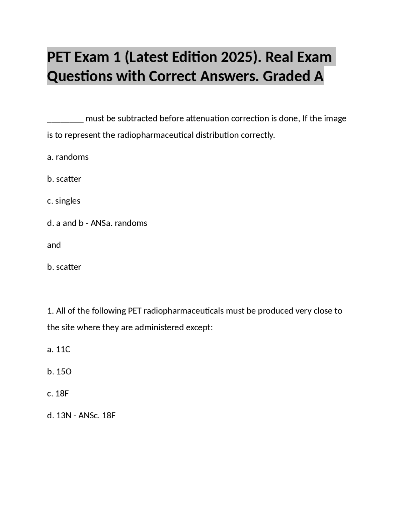 PET Exam 1: Real Exam Questions with Correct Answers (Latest Edition ...