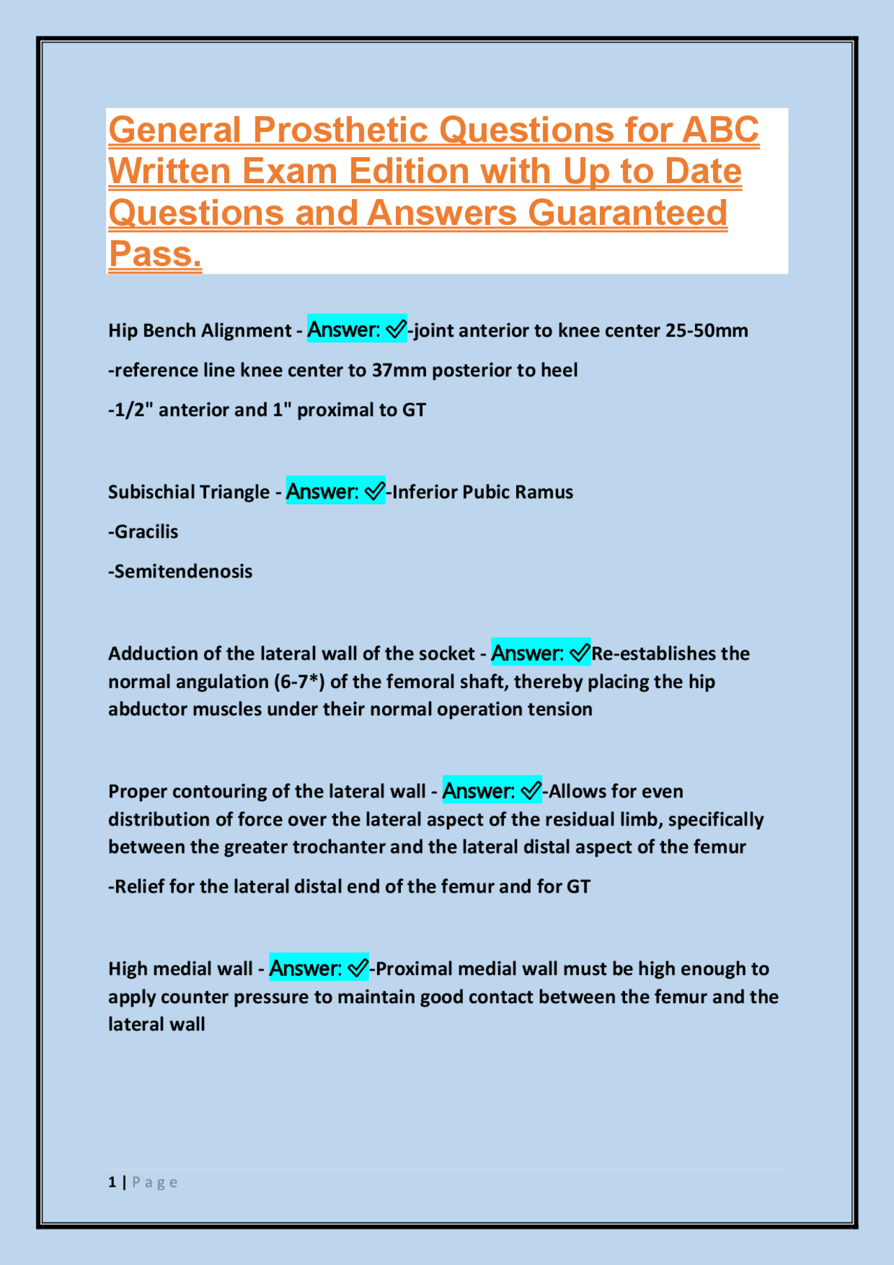 General Prosthetic Questions for ABC Written Exam Edition | Exams ...