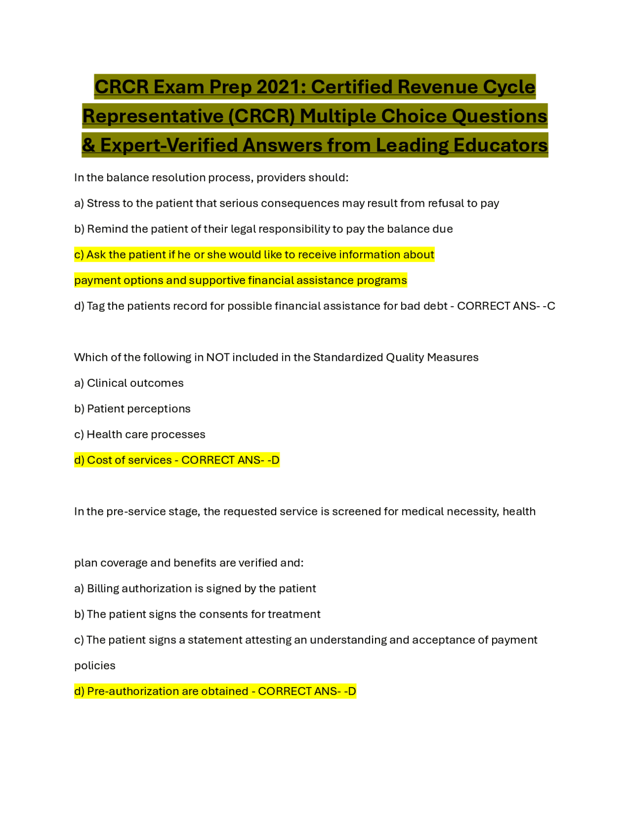 CRCR Exam Prep 2021: Certified Revenue Cycle Representative (CRCR ...