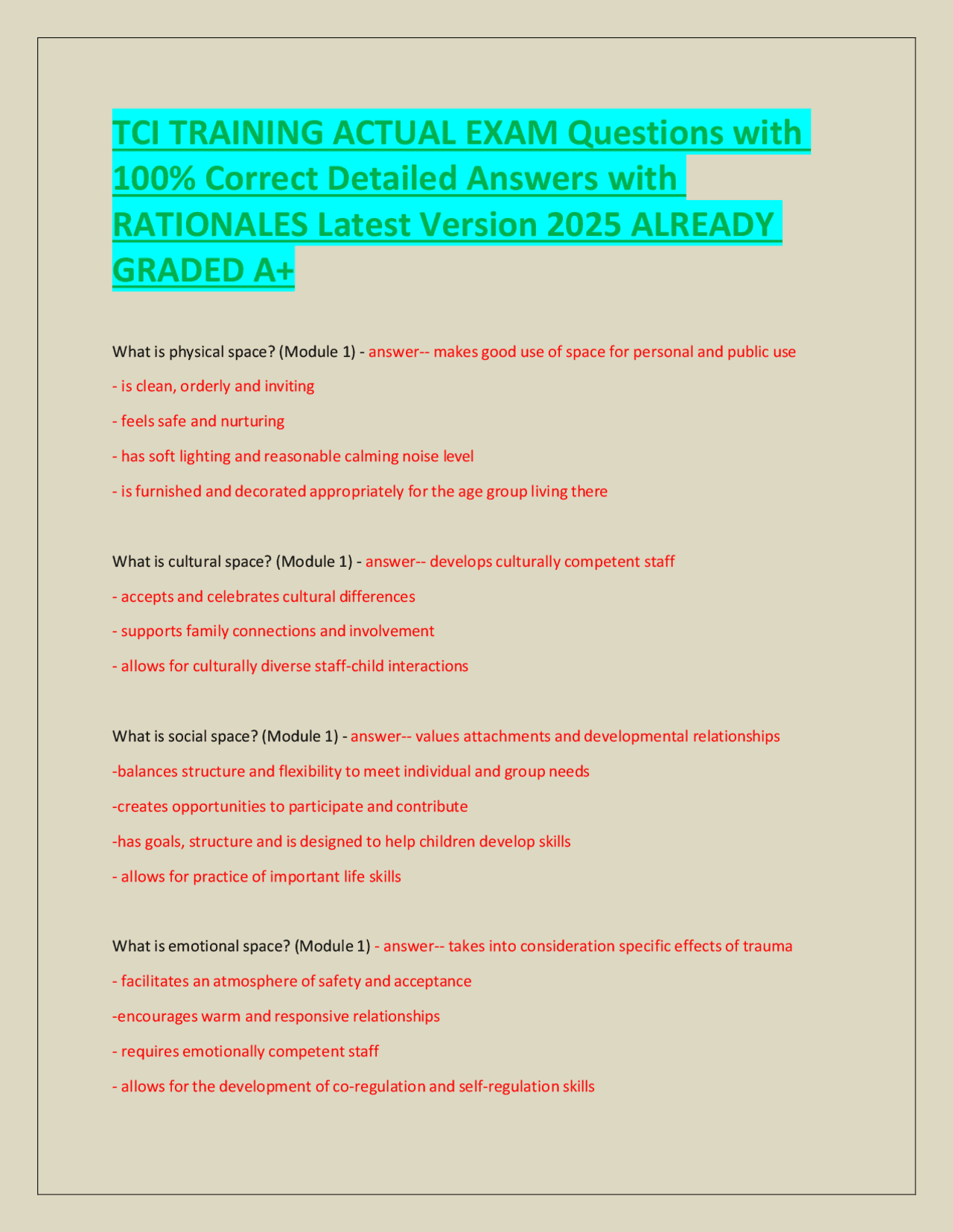 TCI TRAINING ACTUAL EXAM Questions with 100% Correct Detailed Answers ...