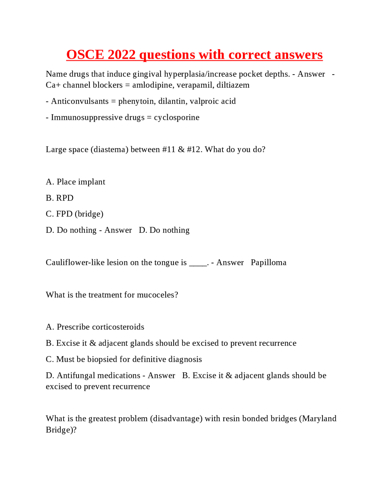 OSCE 2022 Questions and Answers for Dentistry Students | Exams Nursing ...