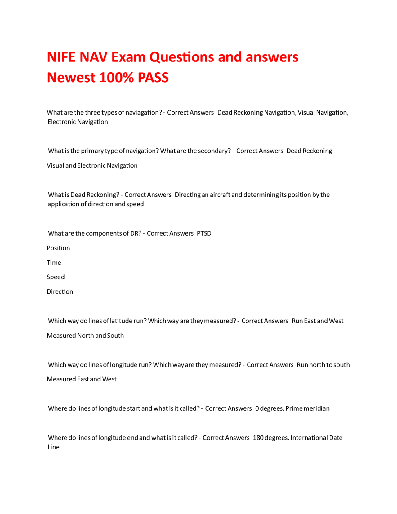 NIFE NAV Exam Questions and Answers: A Comprehensive Guide to ...