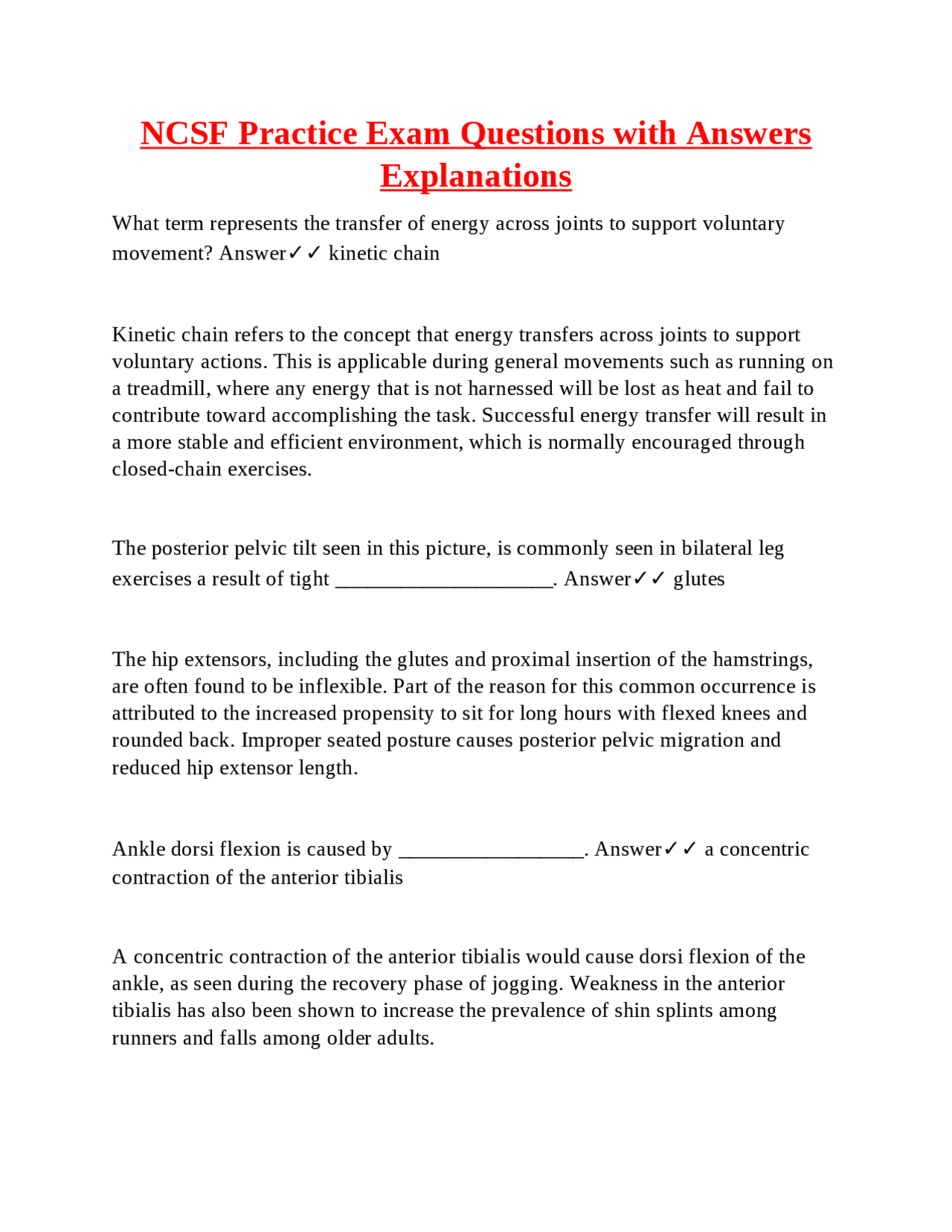 NCSF Practice Exam Questions with Answers Explanations | Exams Nursing ...