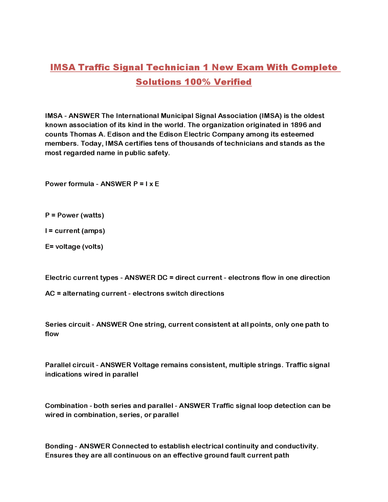 IMSA Traffic Signal Technician 1 Exam Preparation: Comprehensive Guide ...