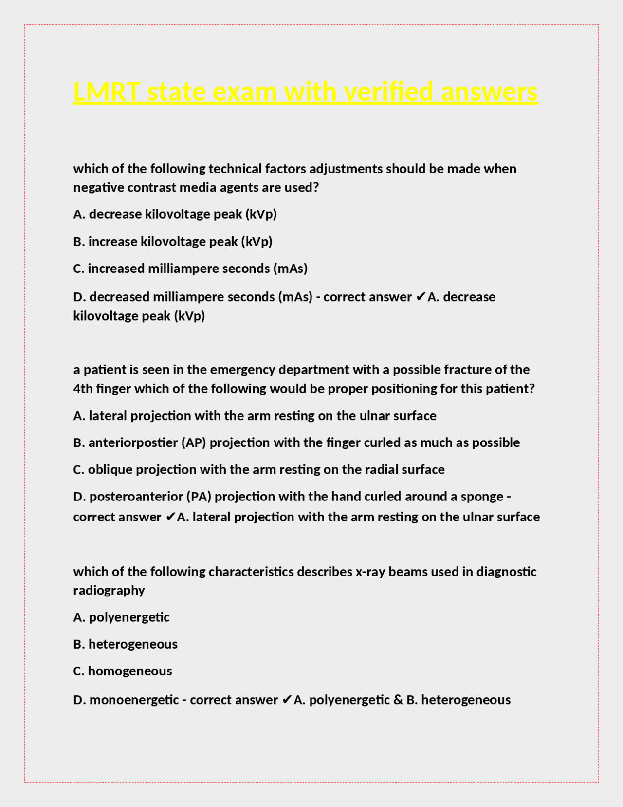 Radiography Practice Questions with Answers: A Comprehensive Review for ...