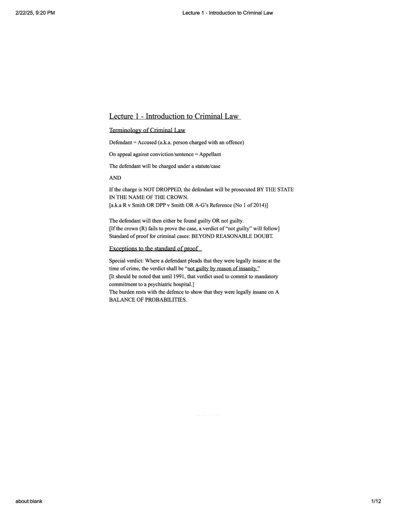 Lecture 1 - Introduction to Criminal Law-jurisprudence | Study notes ...