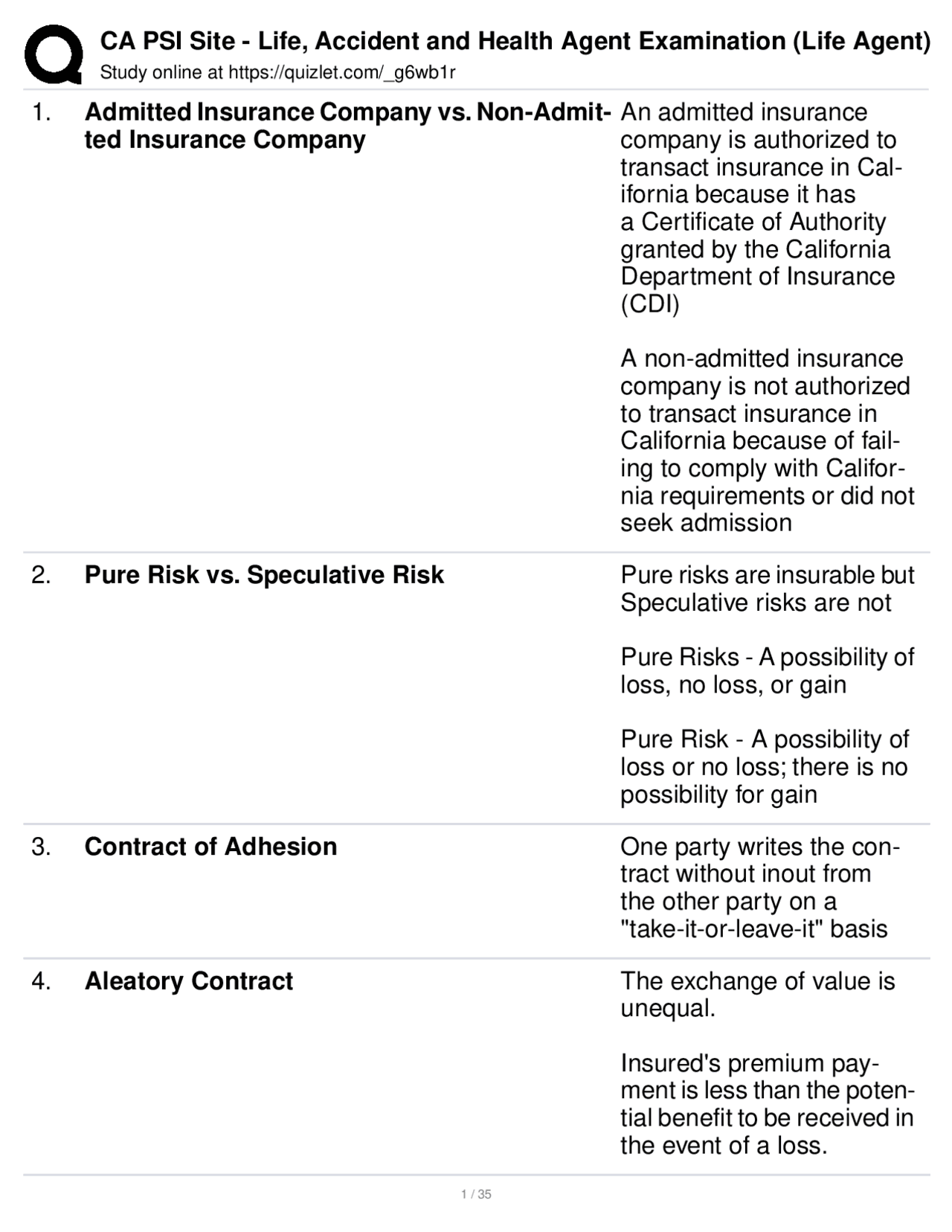 CA PSI Site - Life, Accident and Health Agent Examination (Life Agent ...
