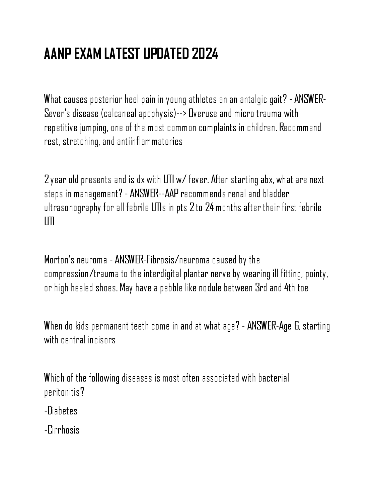 AANP Exam Questions and Answers: A Comprehensive Guide for Medical ...