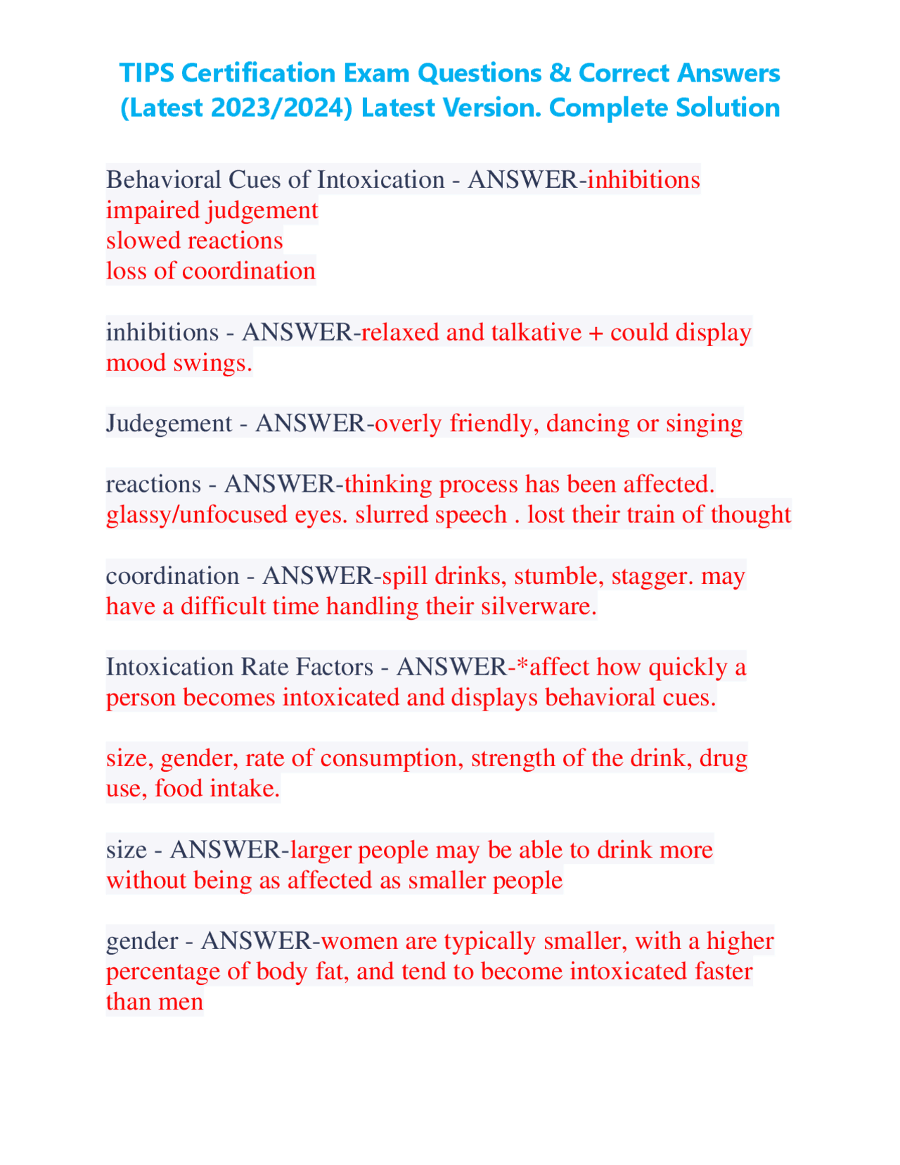 TIPS Certification Exam Questions and Answers: A Guide to Responsible ...