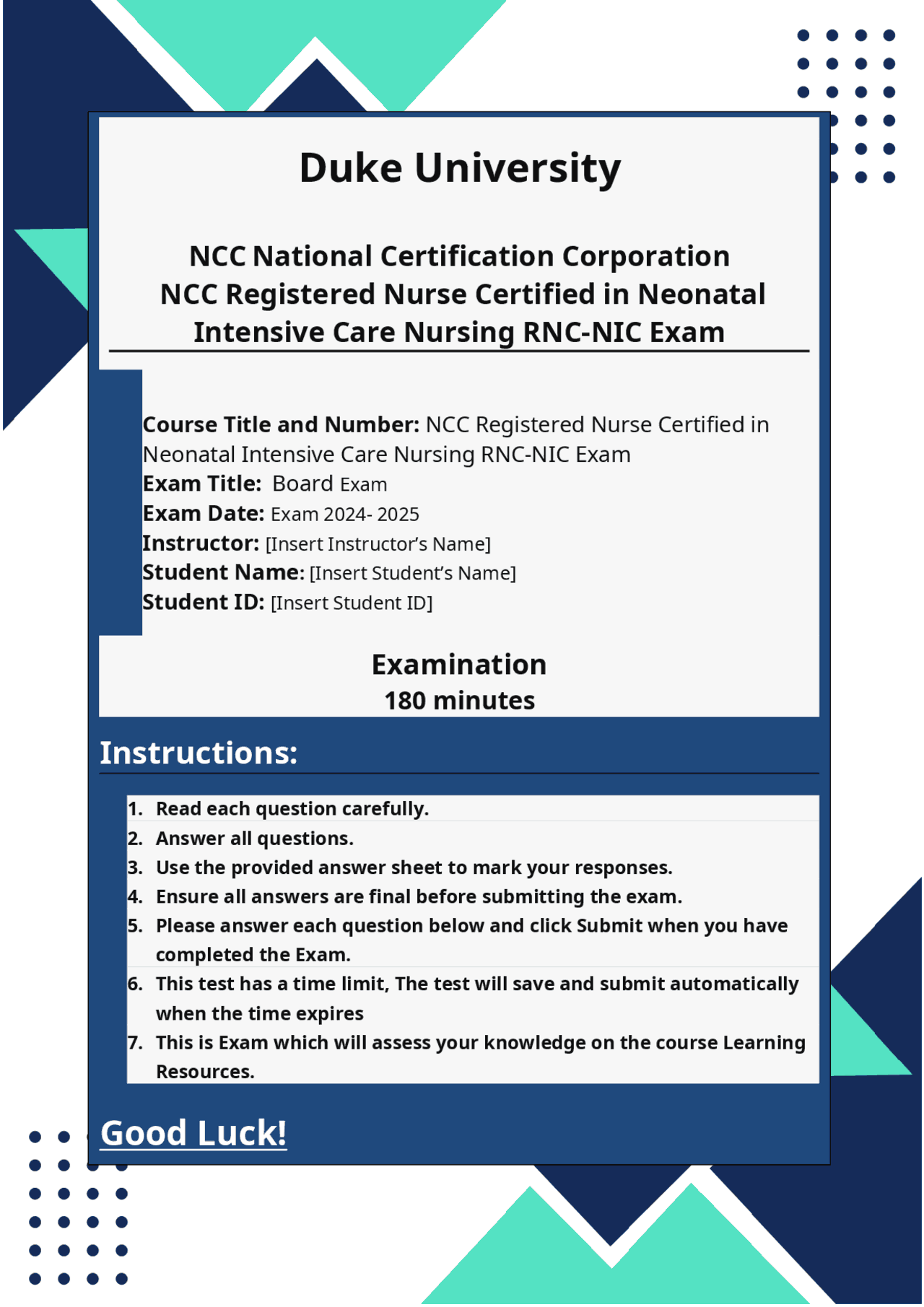 RNC-NIC Exam Review: Certified Neonatal Intensive Care Nursing | Exams ...