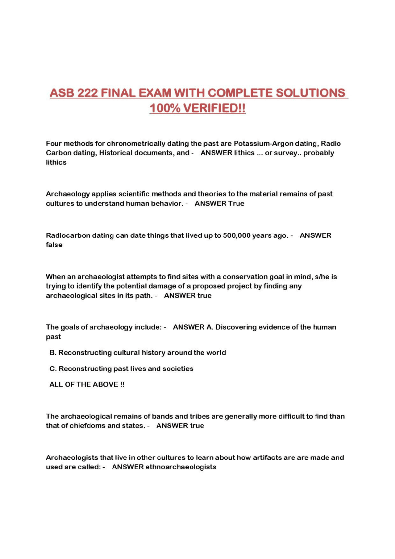 ASB 222 FINAL EXAM WITH COMPLETE SOLUTIONS 100% VERIFIED!! | Exams ...