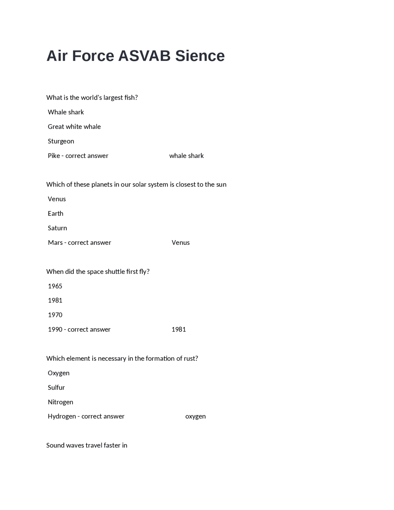 Air Force ASVAB Science: Practice Questions and Answers | Exams Nursing ...