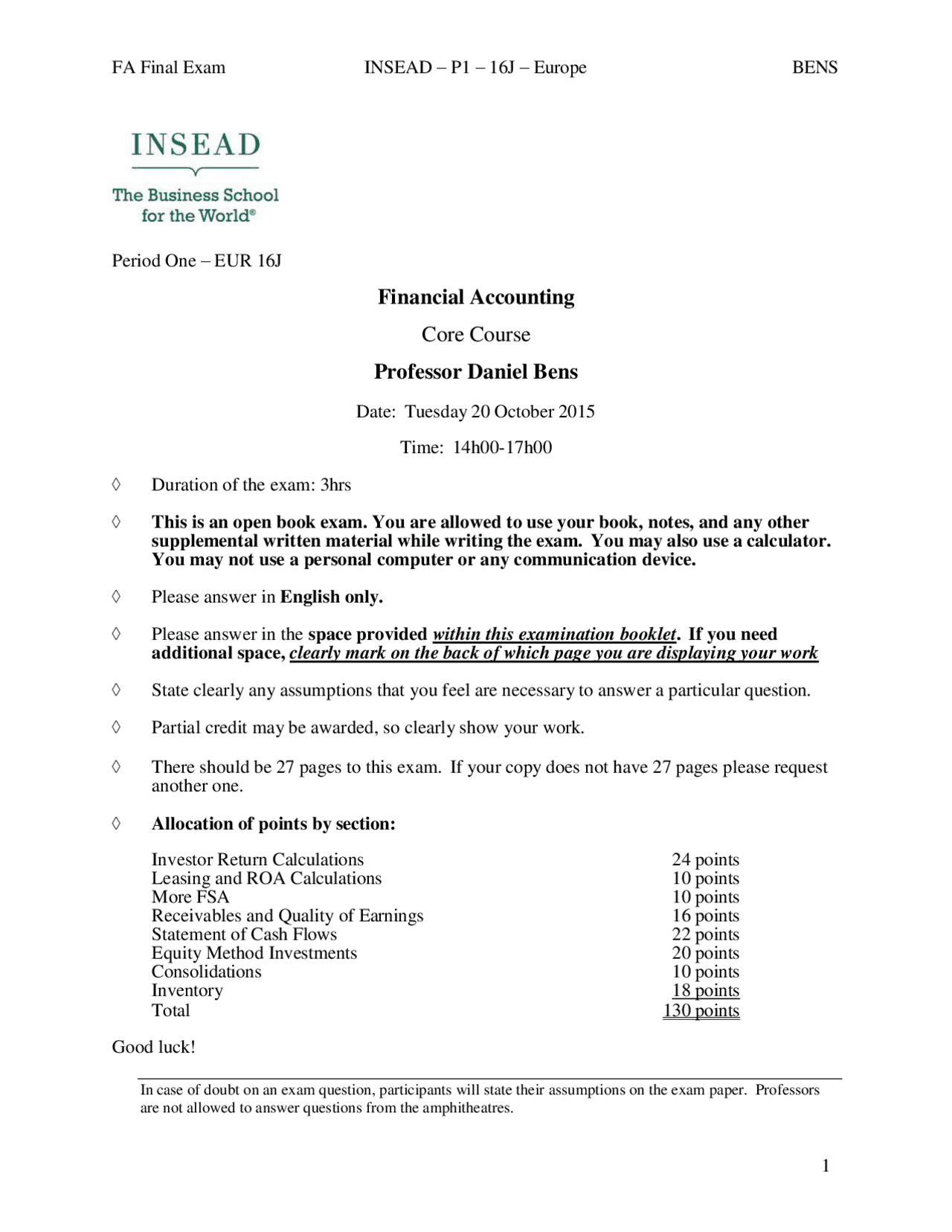 Financial Accounting Final Exam: Whitbread PLC Case Study | Exams Financial Accounting | Docsity