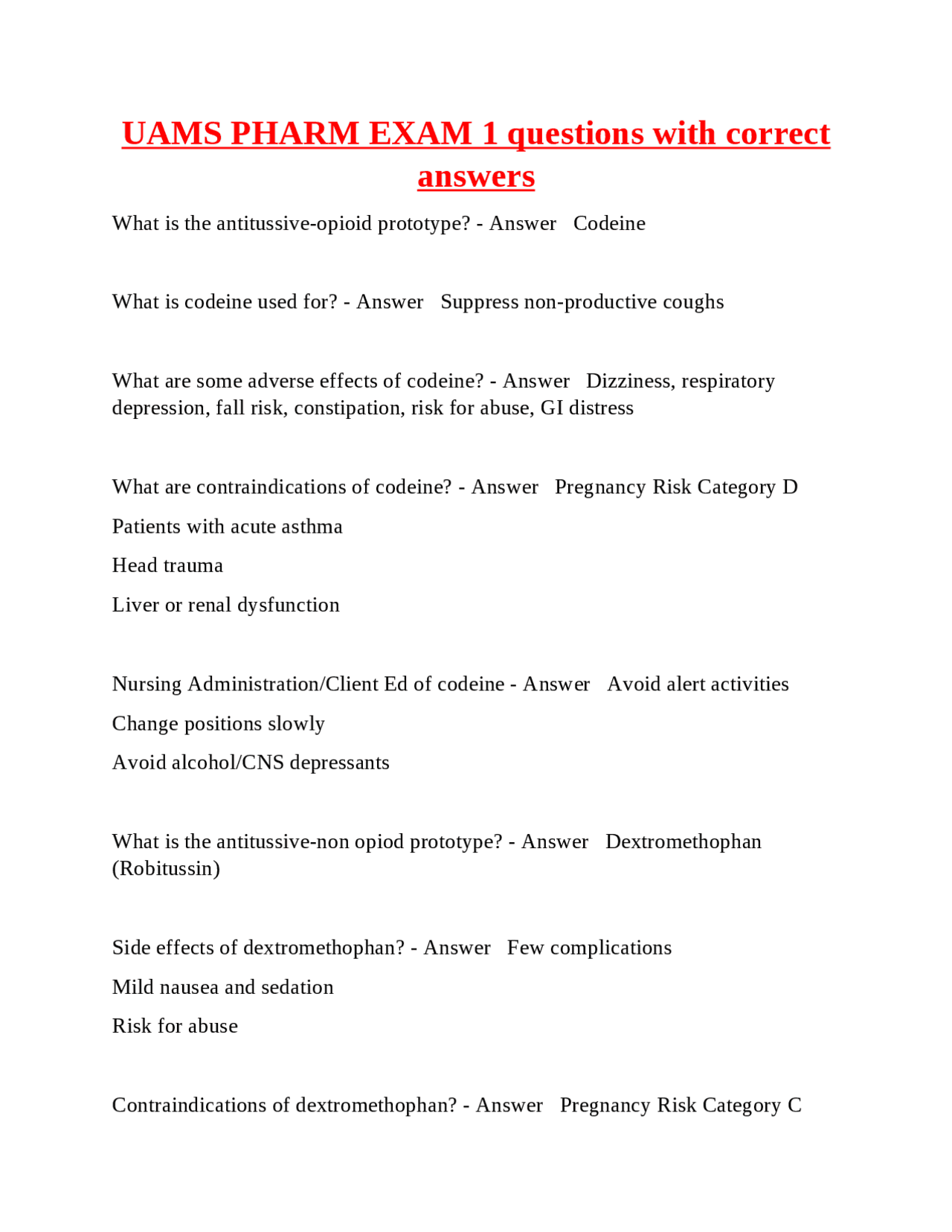 Respiratory & GI Medications: Exam Questions & Answers | Exams Nursing | Docsity