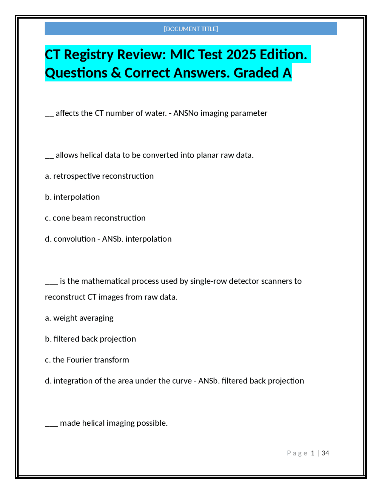 CT Registry Review: MIC Test 2025 Edition - Questions & Correct Answers ...