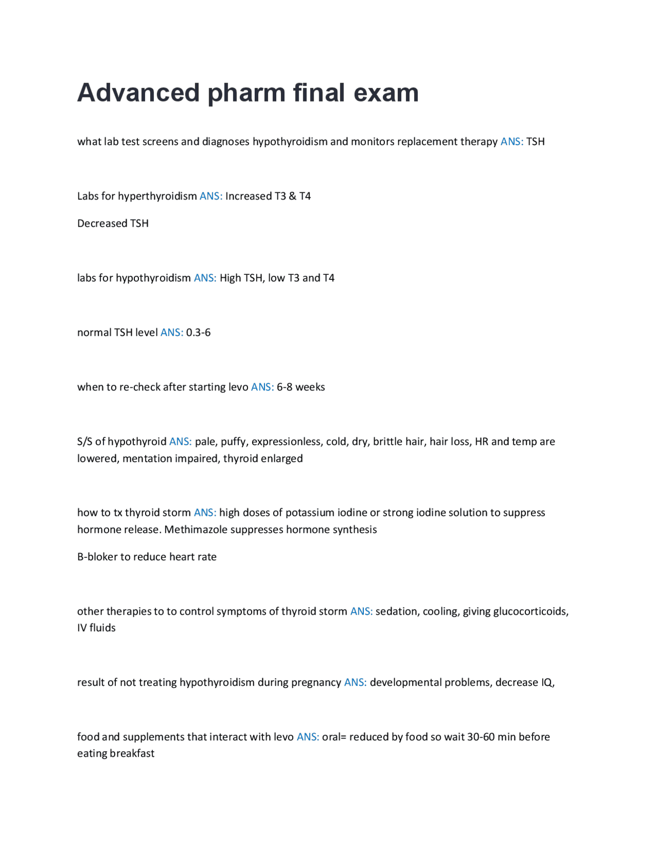 Advanced pharm final exam questions and answers 2025/2026 | Exams ...