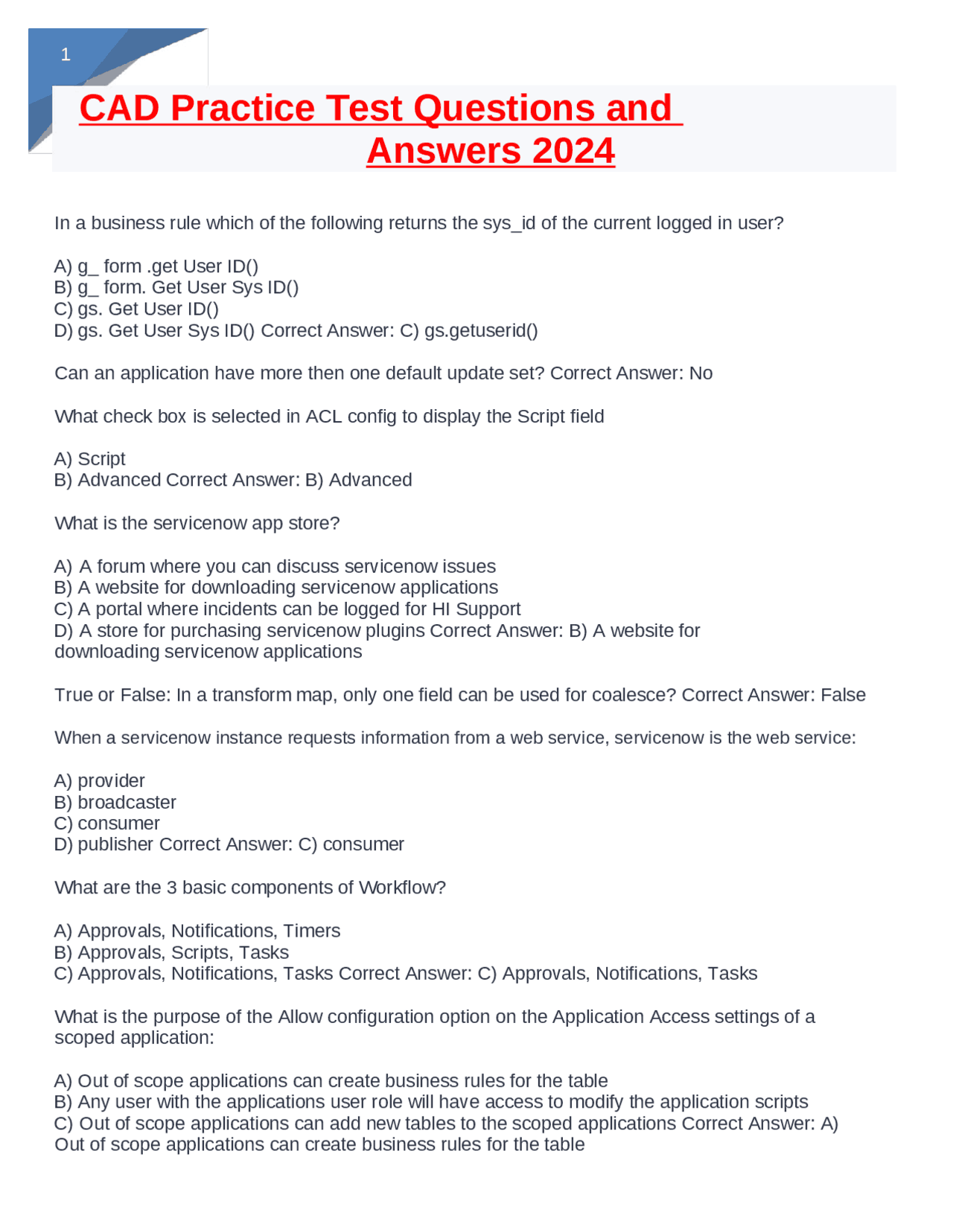ServiceNow Practice Test Questions and Answers 2024 | Exams Business ...