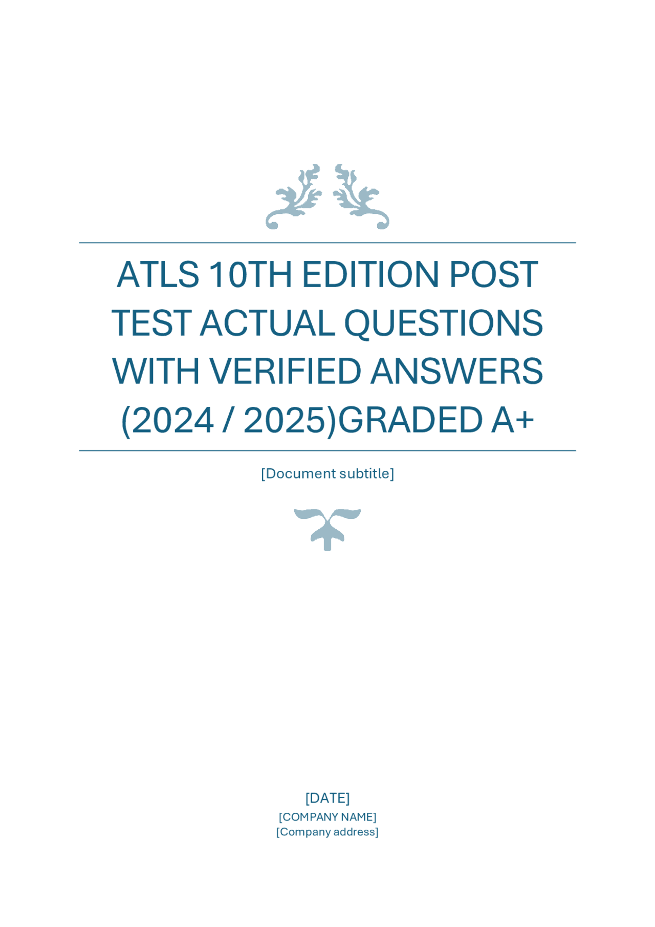 ATLS 10th Edition Post-Test Actual Questions with Verified Answers ...