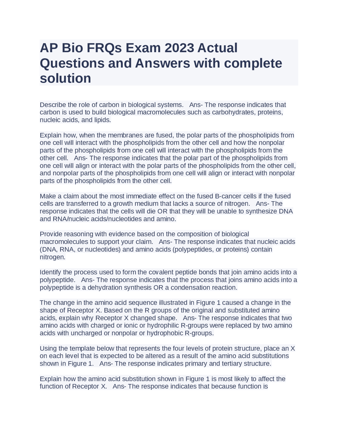 AP Biology Free Response Questions (FRQs) Exam 2023: Solutions and ...