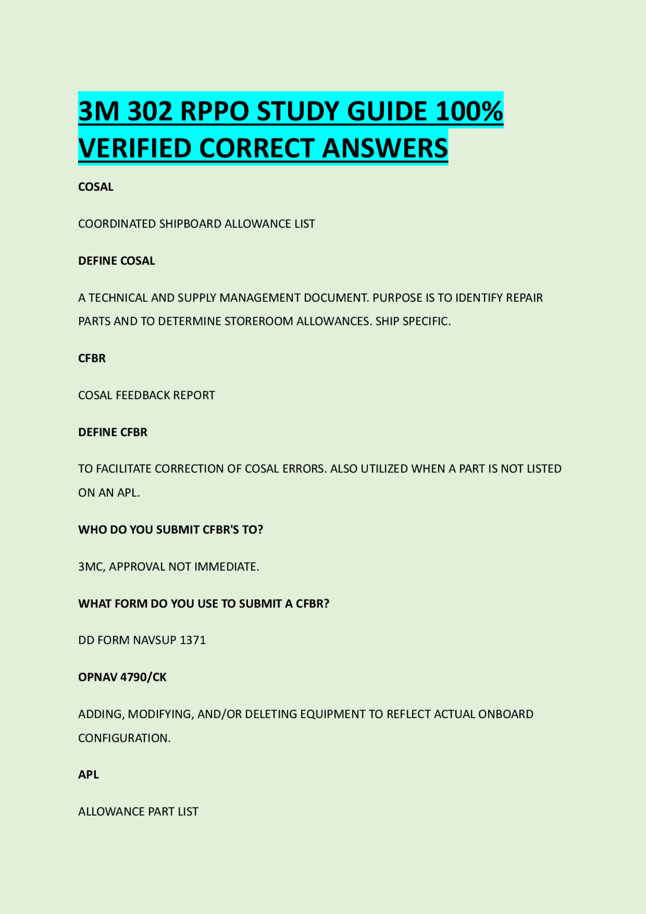 3M 302 RPPO STUDY GUIDE 100% VERIFIED CORRECT ANSWERS | Exams ...