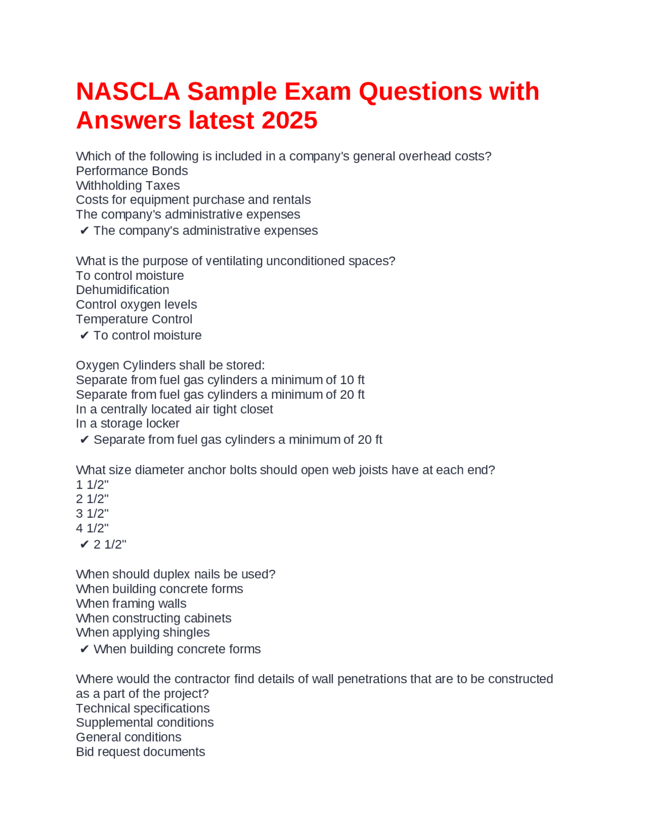 NASCLA Sample Exam Questions with Answers latest 2025 | Exams ...