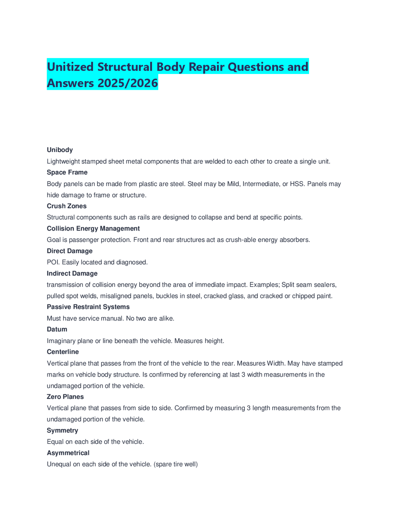 Unitized Structural Body Repair: Questions and Answers for Automotive ...